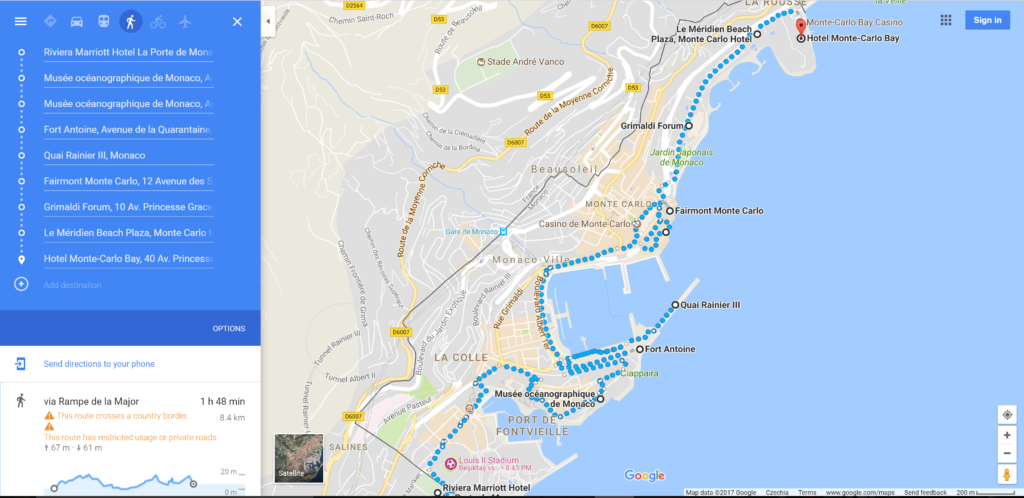 Monaco walk Google Maps – Loyalty Traveler
