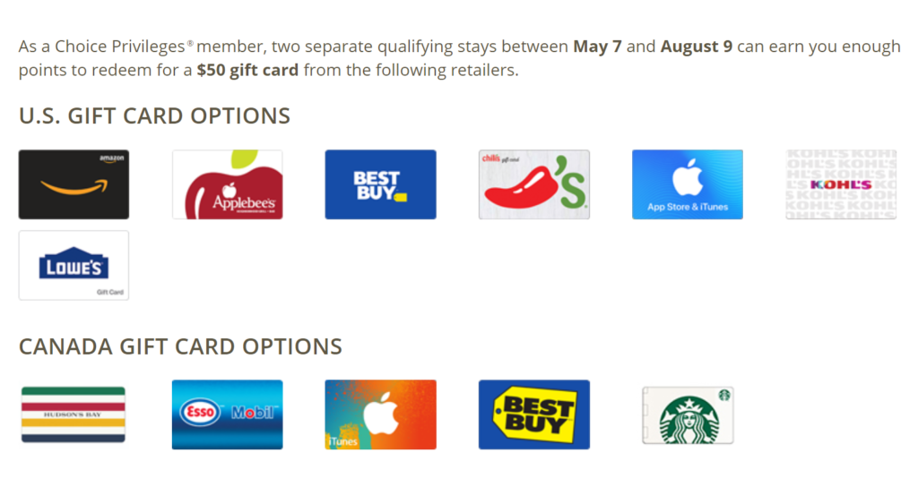 Choice Privileges 8,000 points every 2 stays May 7-Aug 9, 2019 ...