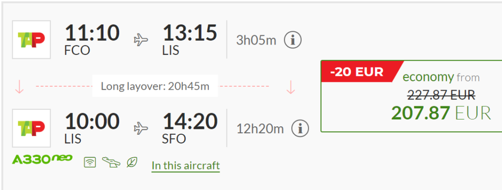 SFO to Rome $495 round trip, only $456 with 200 TAP Portugal miles ...